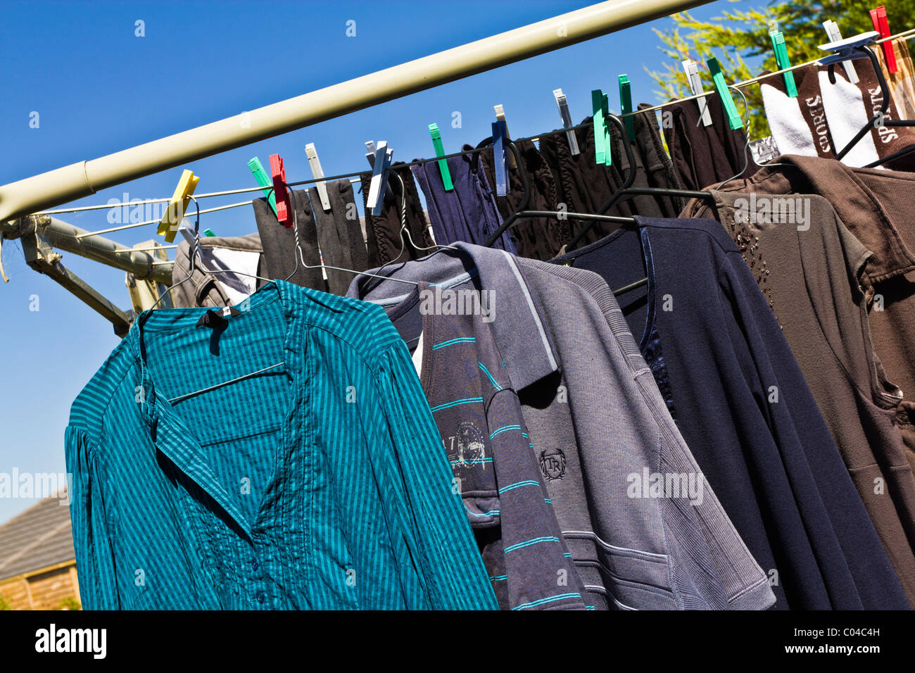 Washing hanging on clothes lines hi-res stock photography and images ...