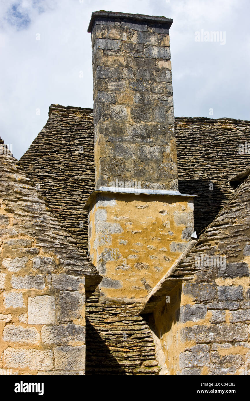 Rooves of traditional French buildings at St Amand de Coly, Dordogne ...