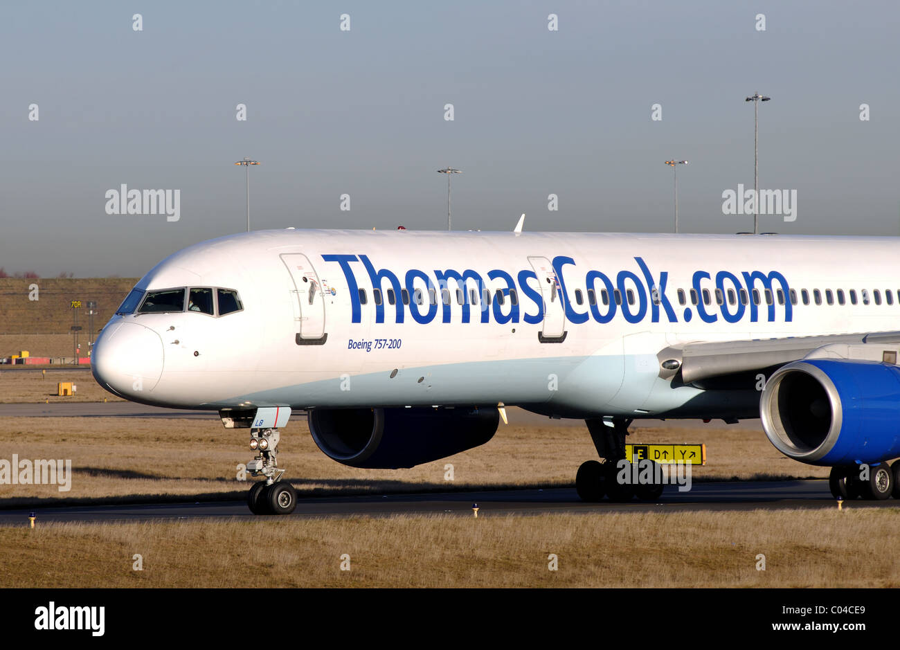 Thomas Cook Boeing 757 aircraft at Birmingham Airport, UK Stock Photo ...