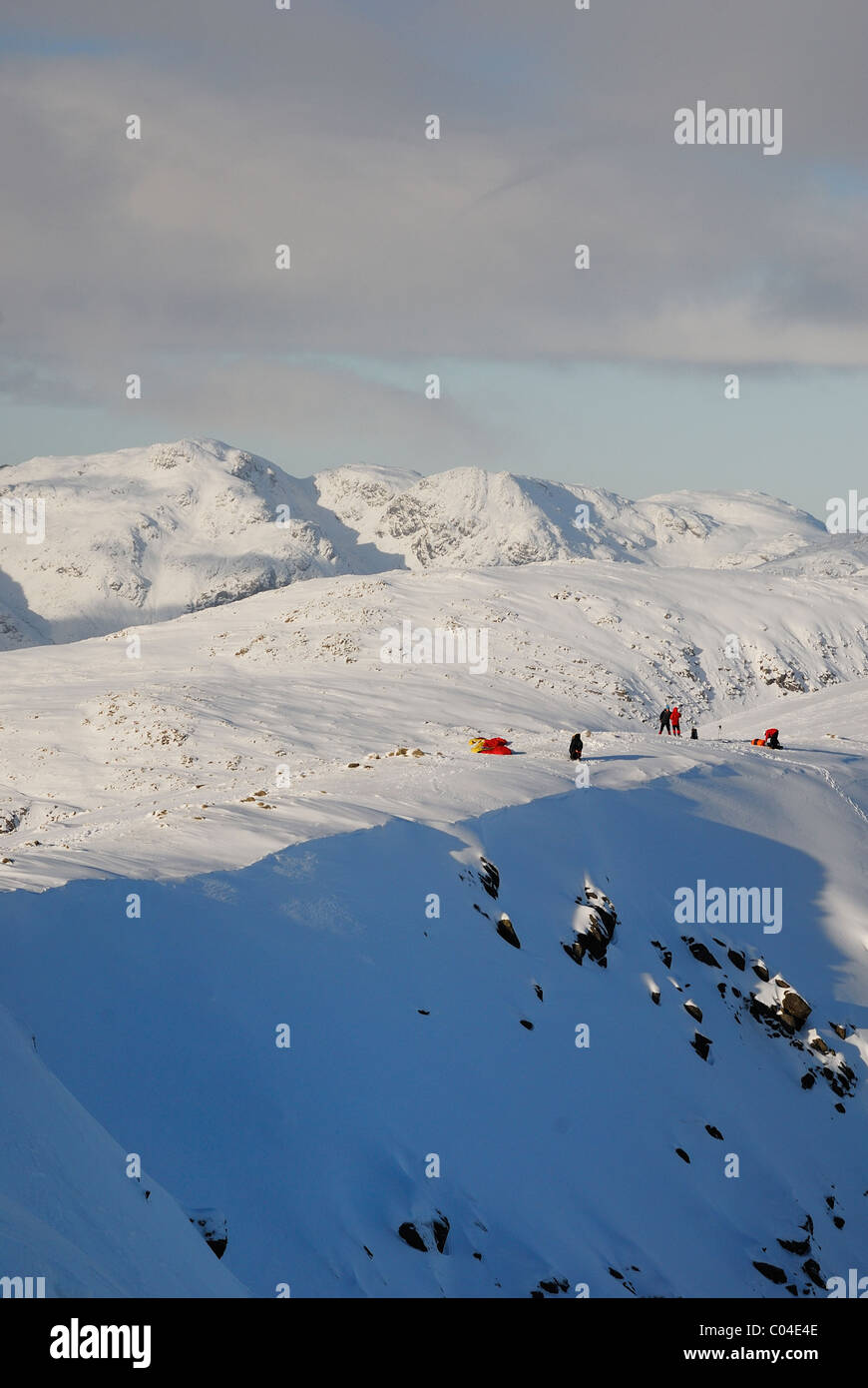 Coniston Old Man in winter in the English Lake District with the ...