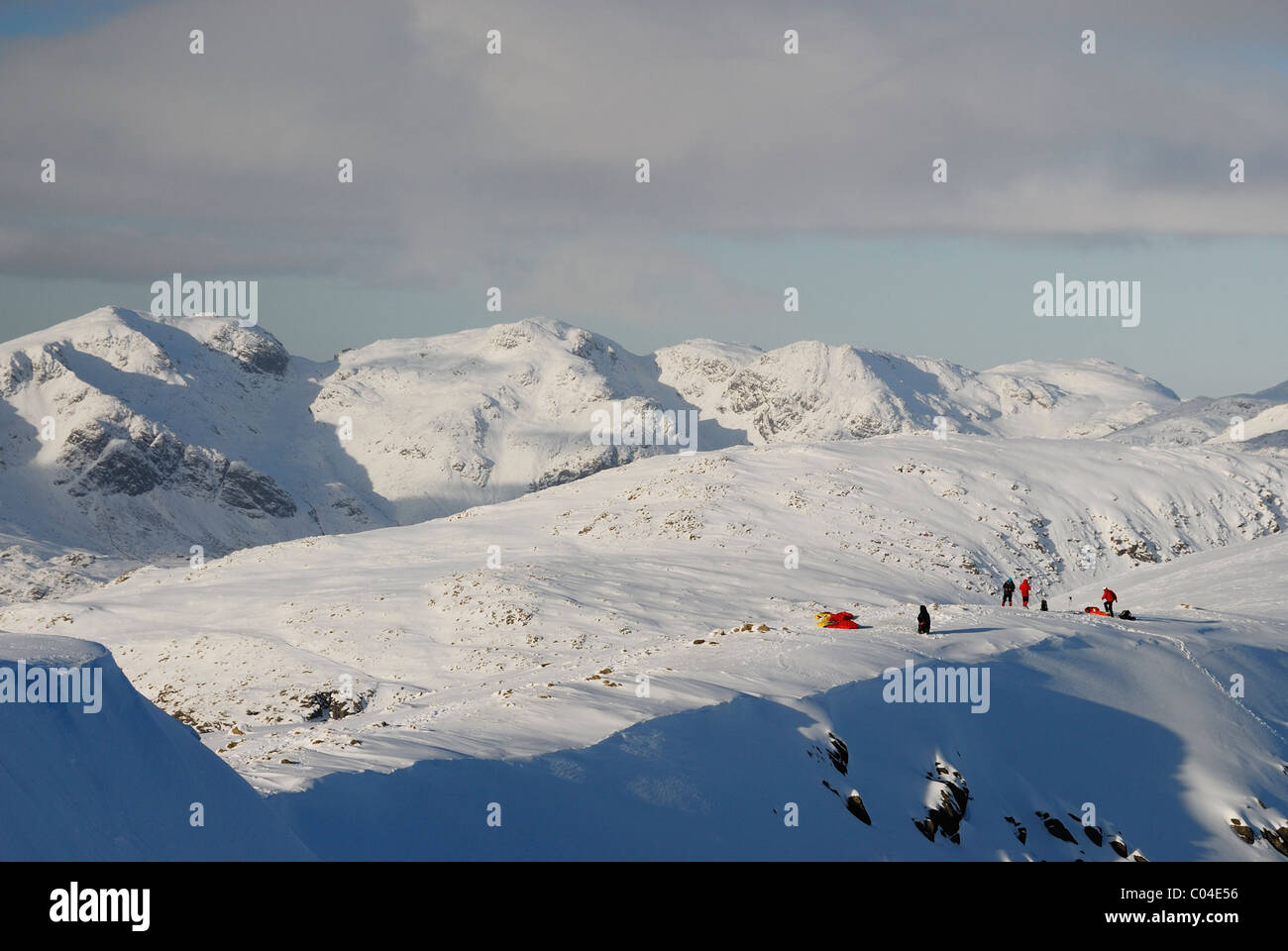 Coniston Old Man in winter in the English Lake District with the ...