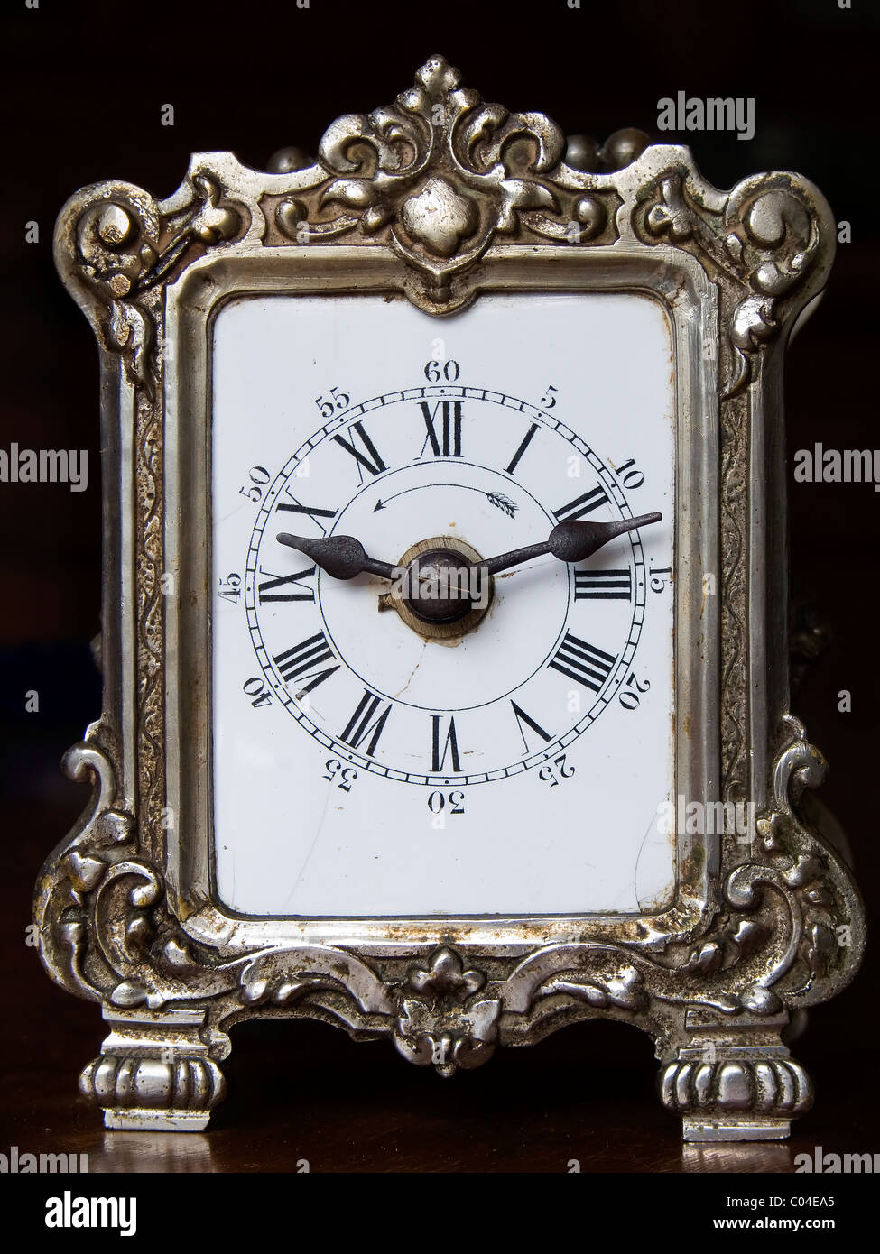 old style silver clock Stock Photo - Alamy