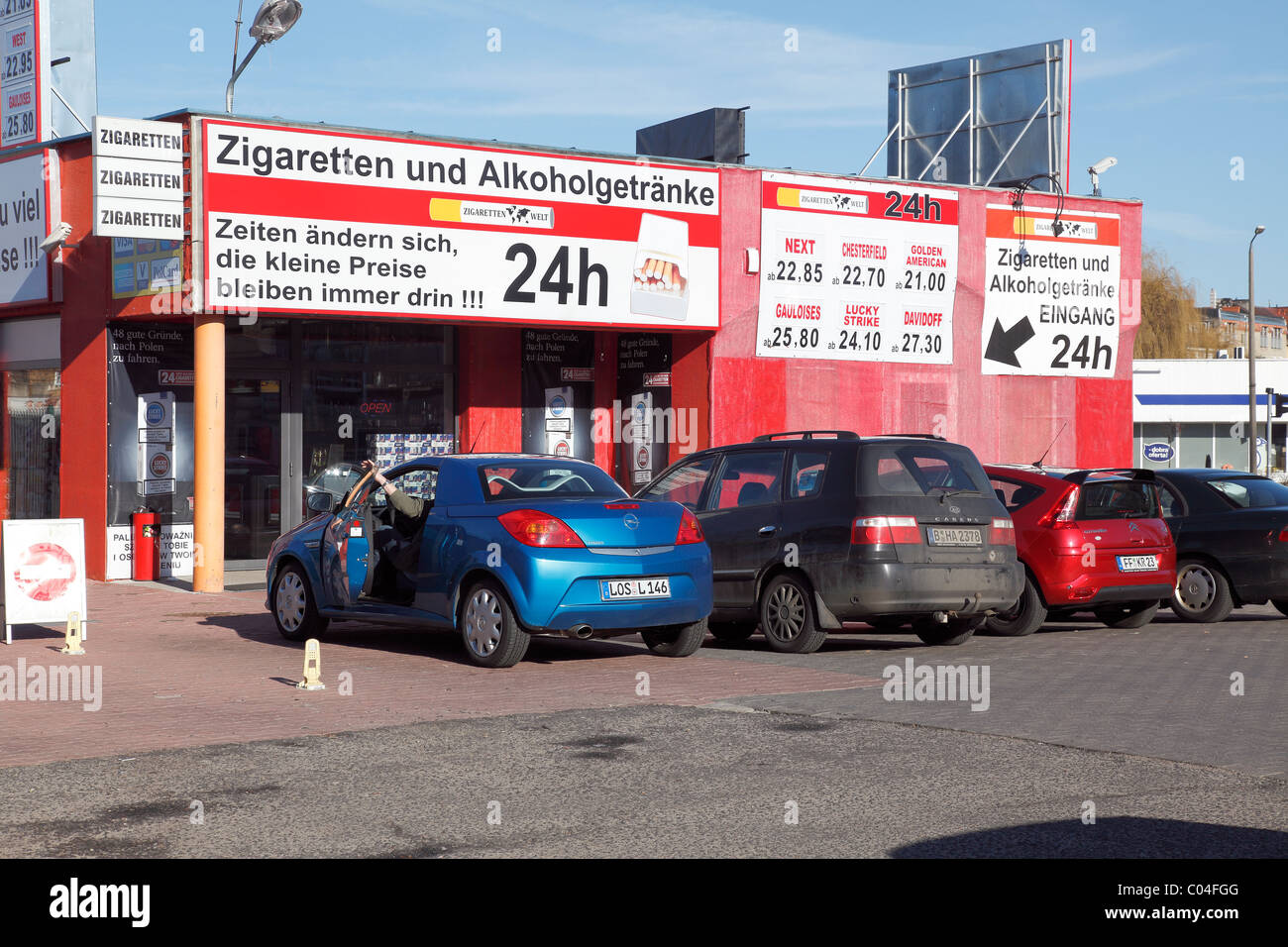 cigarette and alcohol shop, Slubice, Poland Stock Photo - Alamy