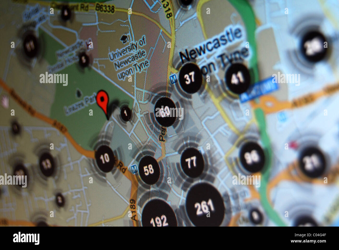 police.uk crime map of newcastle upon tyne Stock Photo - Alamy