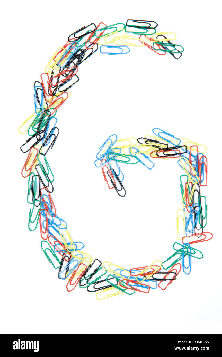 Letter G formed with colorful paperclips Stock Photo - Alamy