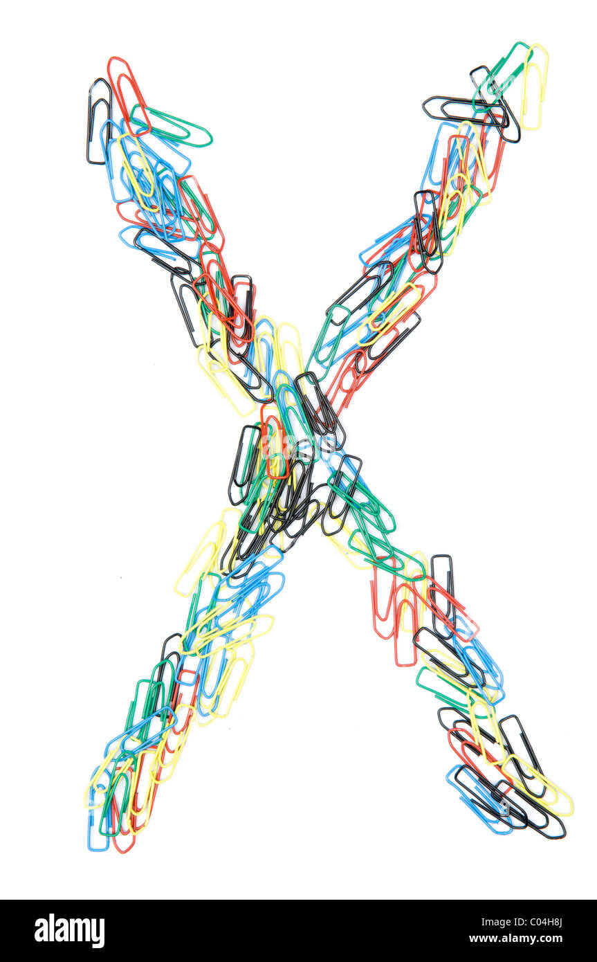 Letter X formed with colorful paperclips Stock Photo - Alamy