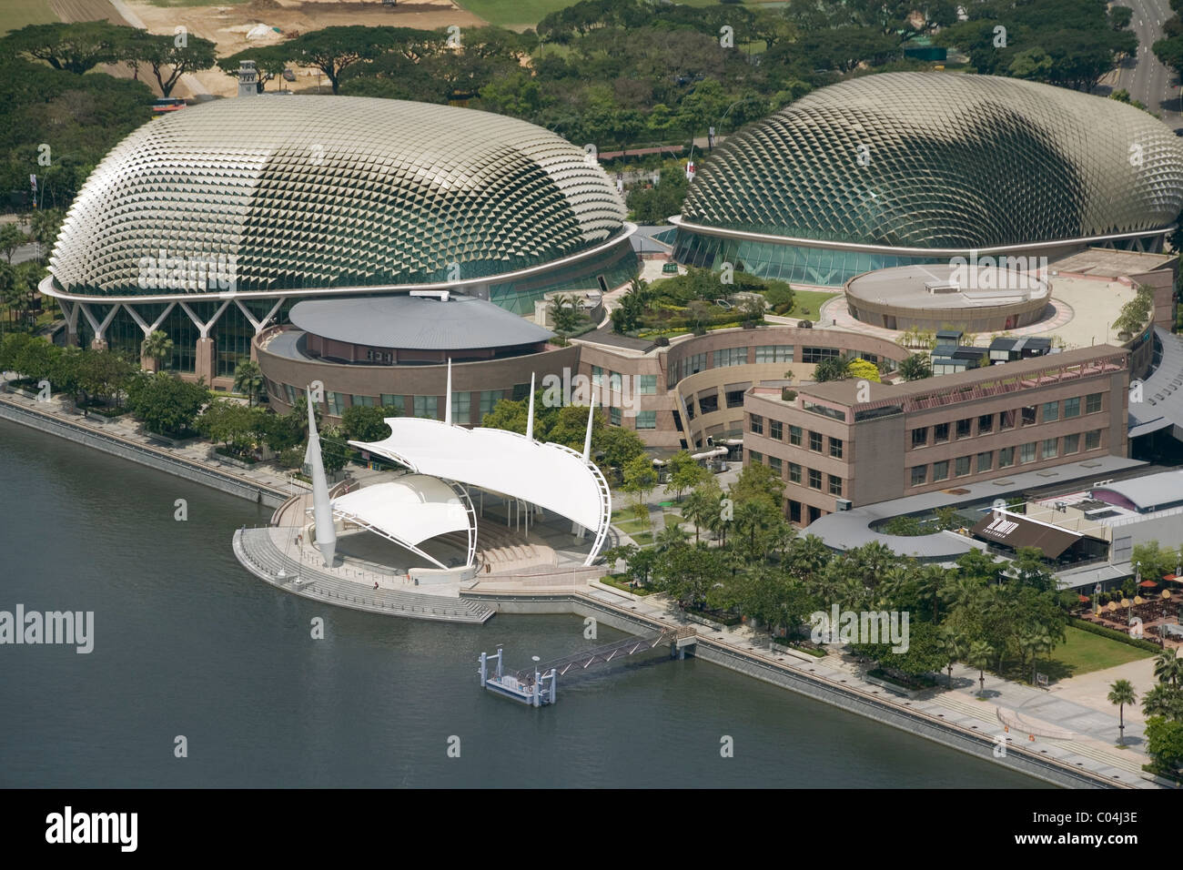Singapore Esplanade Mall (The Durian) from roof of Marina Bay Sands ...