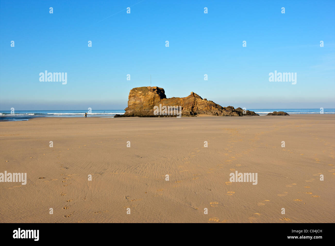 Perranporth beach low tide hi-res stock photography and images - Alamy
