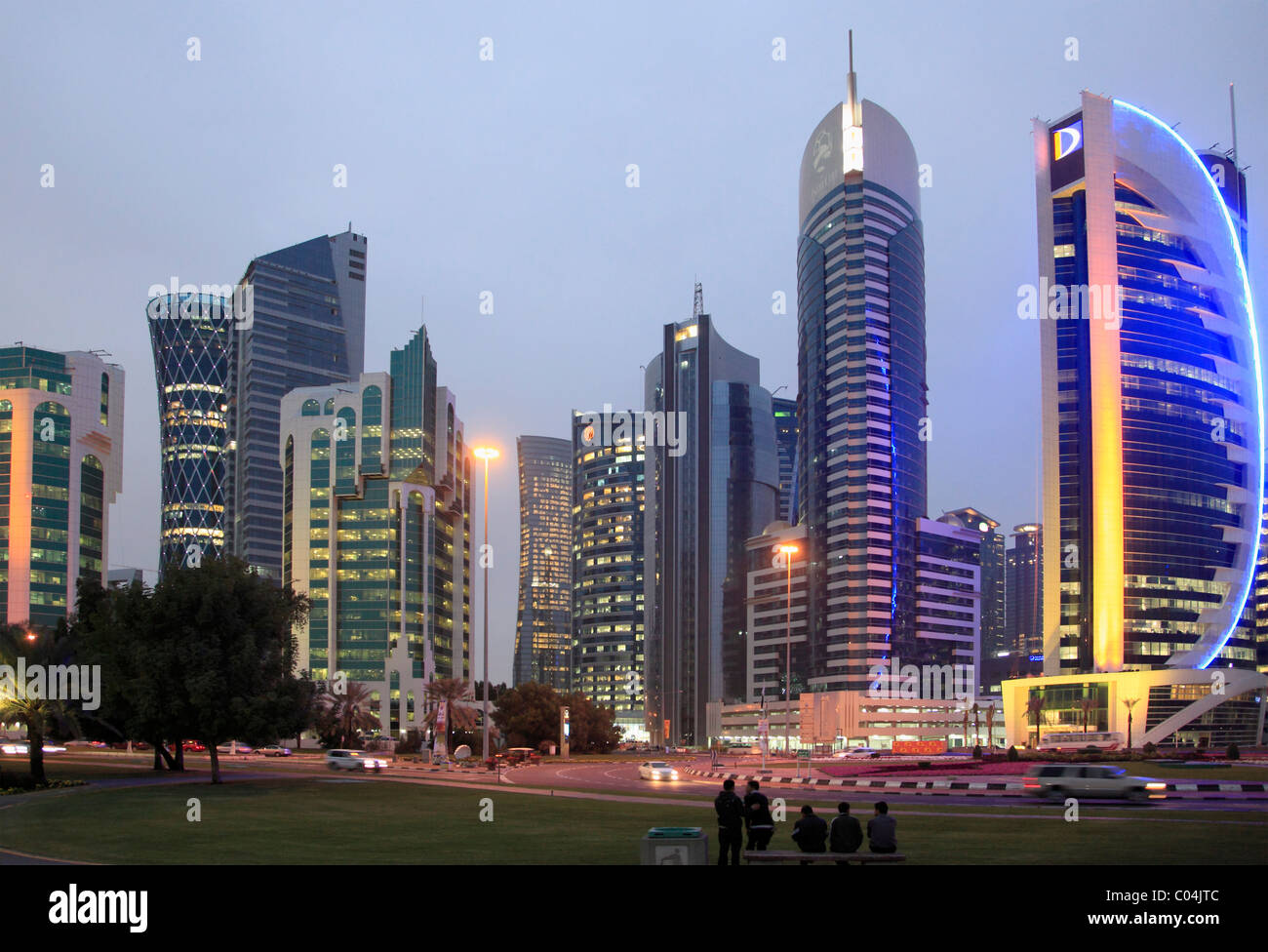 Qatar, Doha, Al Corniche Street, modern architecture, skyscrapers Stock ...