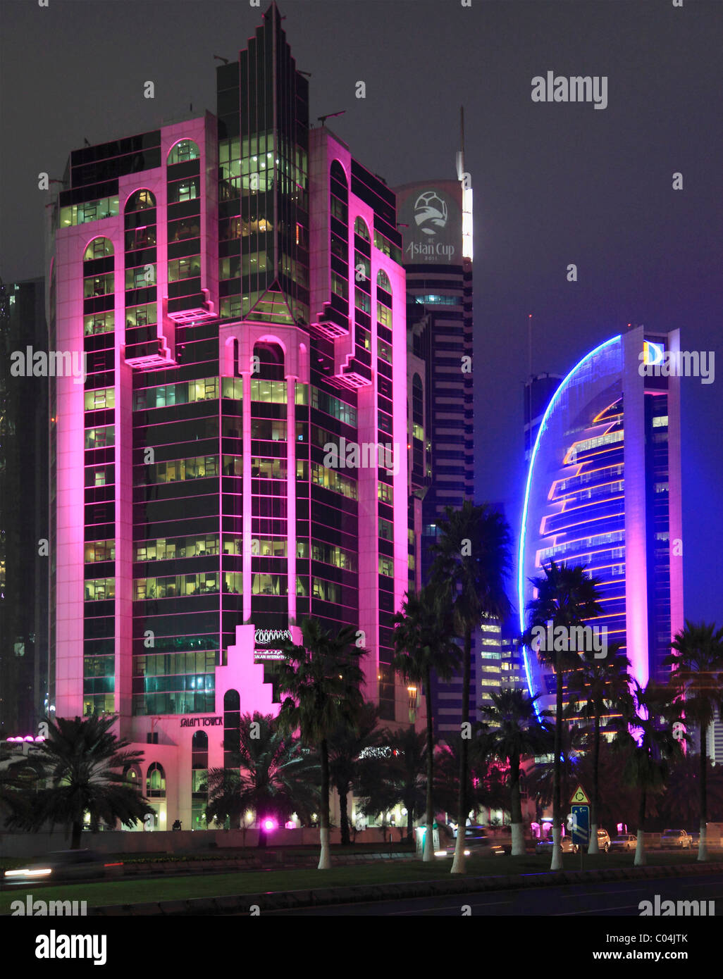 Qatar, Doha, Al Corniche Street, modern architecture, skyscrapers Stock ...