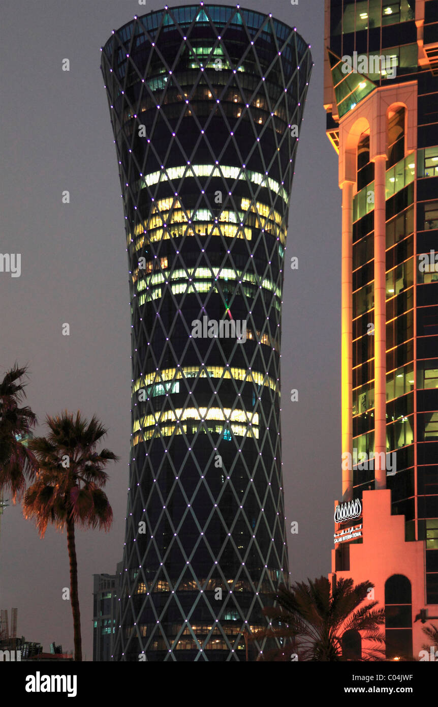 Qatar, Doha, Al Corniche Street, modern architecture, skyscrapers Stock ...