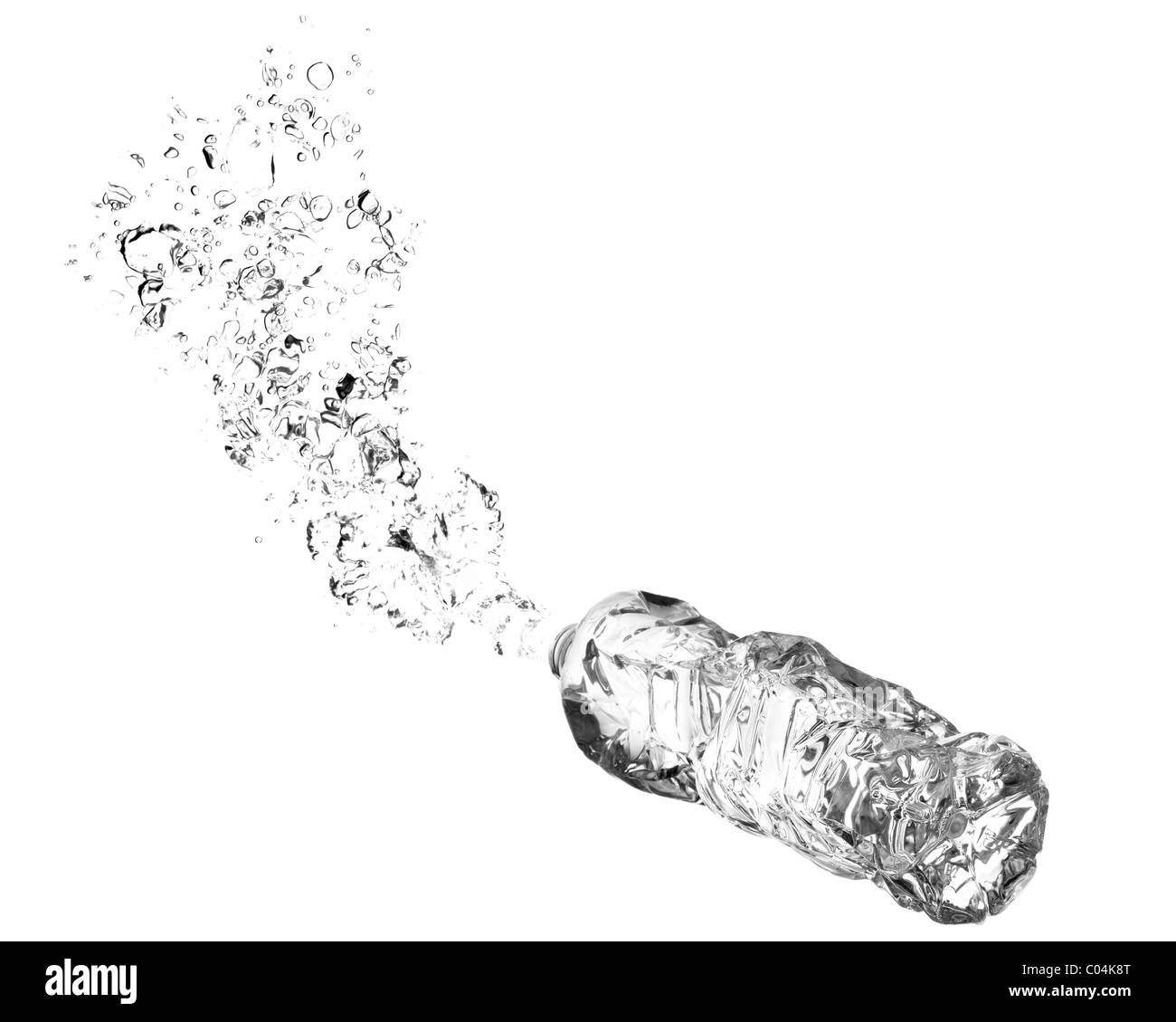 A squeezed bottle of water whith water outside Stock Photo - Alamy