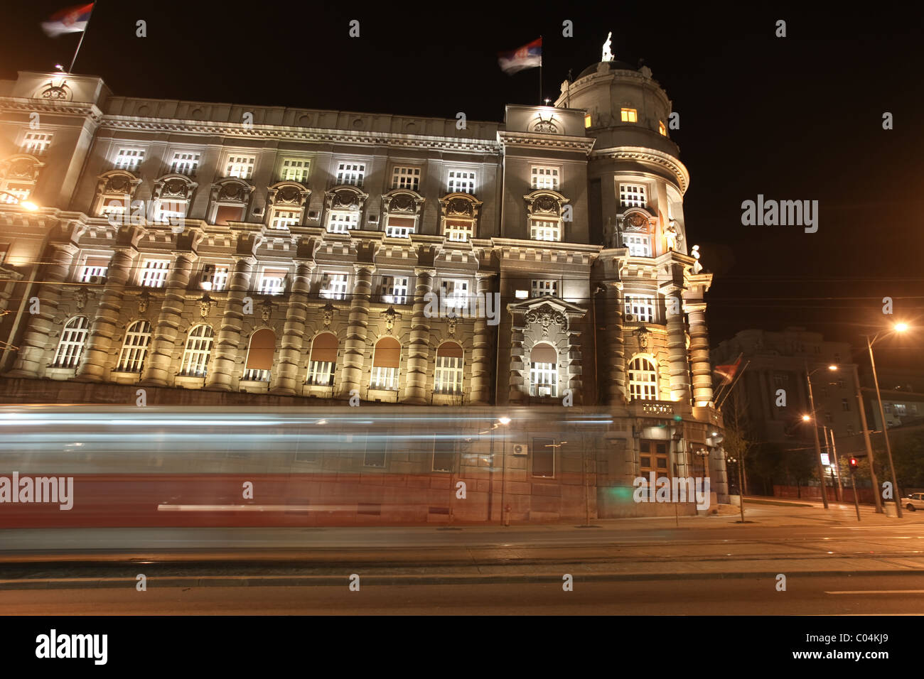 Ghost tram passing on streets in Belgrade, Serbia Stock Photo - Alamy