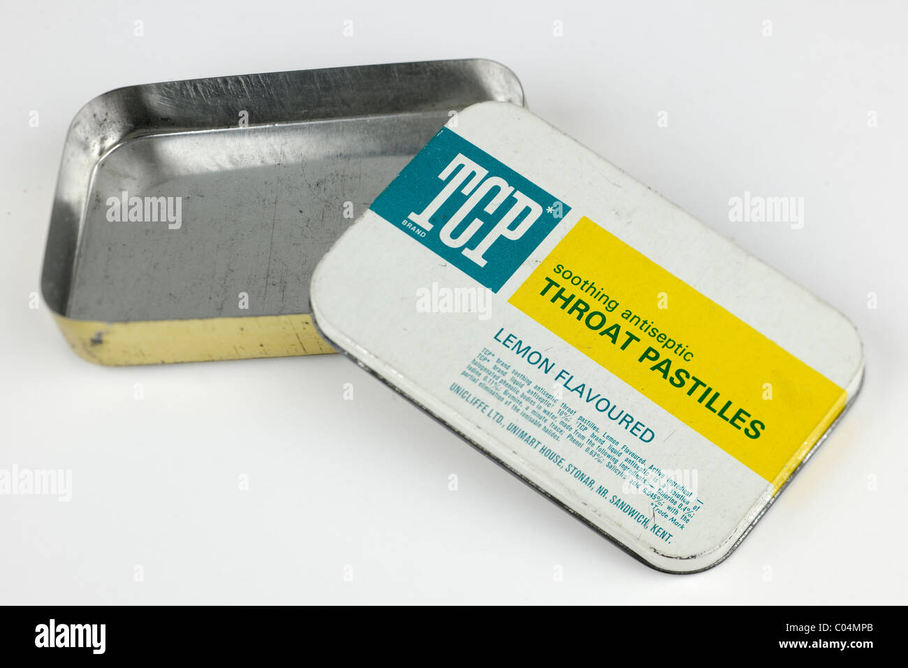 Old Vintage TCP lemon flavoured Throat Pastilles tin. EDITORIAL ONLY ...