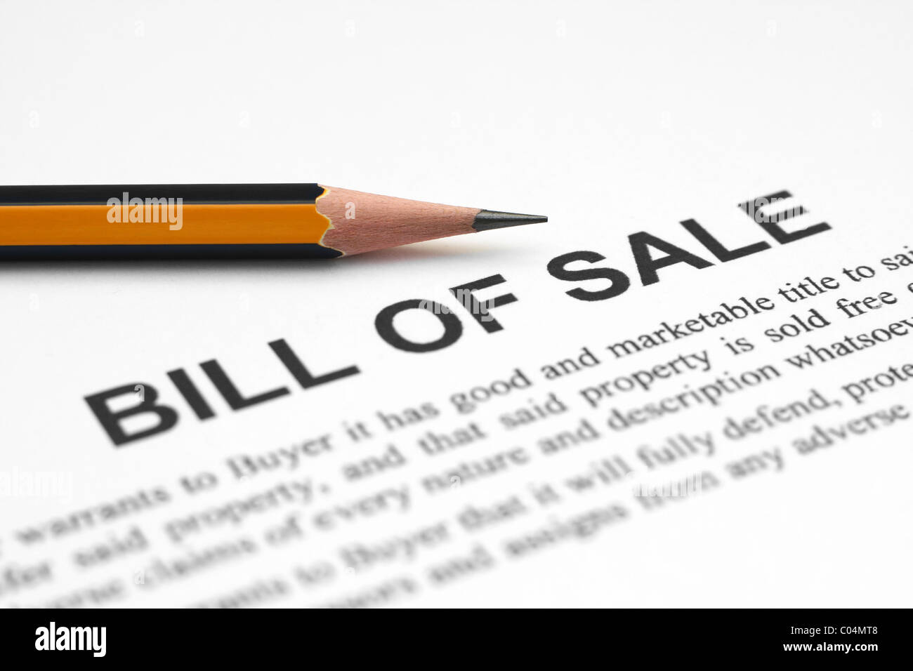 Bill of sale Stock Photo - Alamy