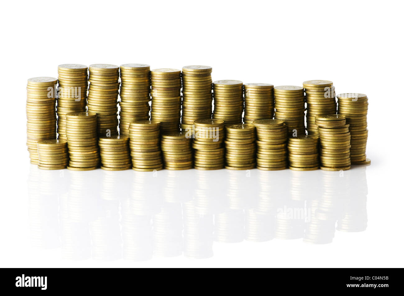 Stack of Quarter Coins isolated on white Background Stock Photo - Alamy