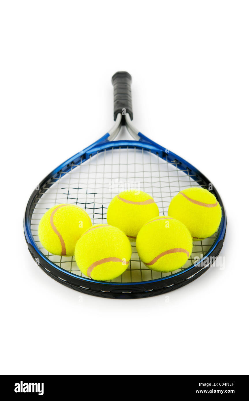 Tennis concept with balls and racket Stock Photo - Alamy