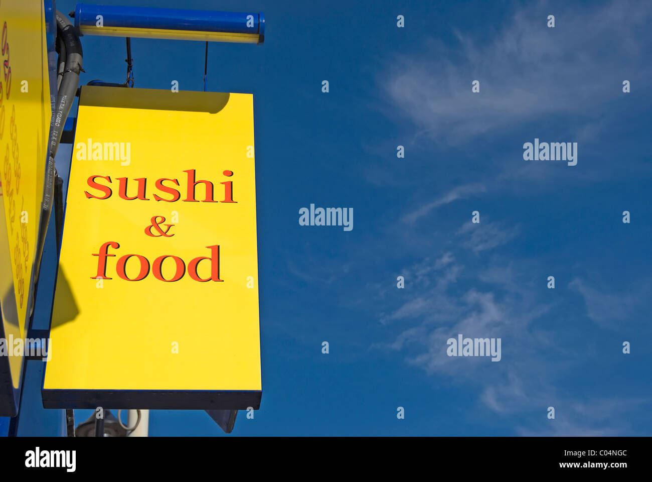 sushi & food sign outside a restaurant in new malden, surrey, england ...