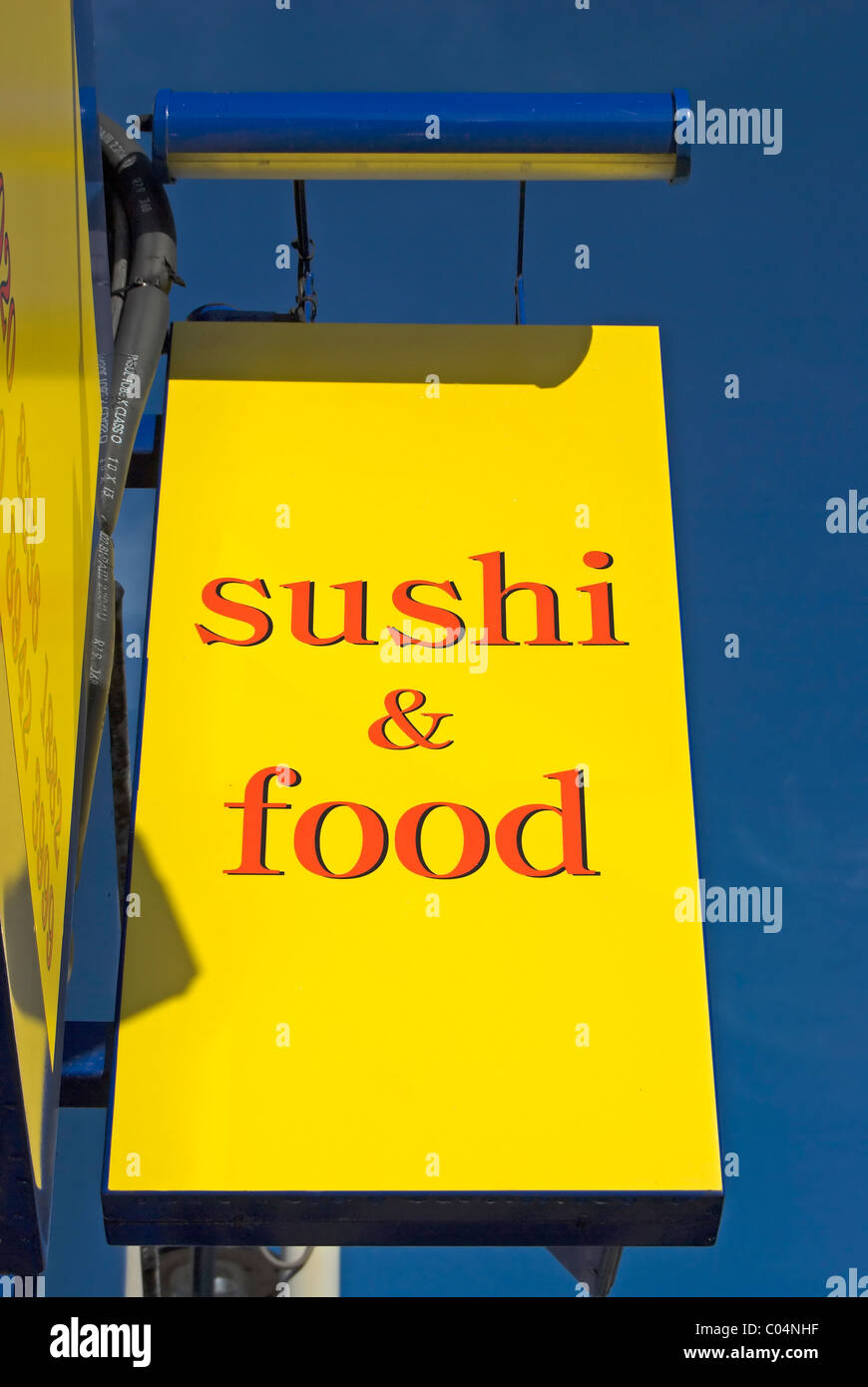 sushi & food sign outside a restaurant in new malden, surrey, england ...