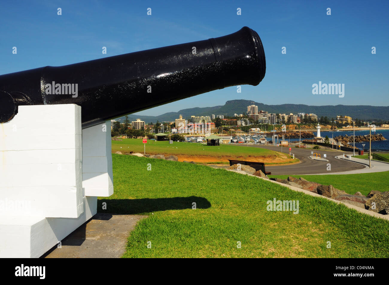 An old cannon on Flagstaff Point at Wollongong, New South Wales ...