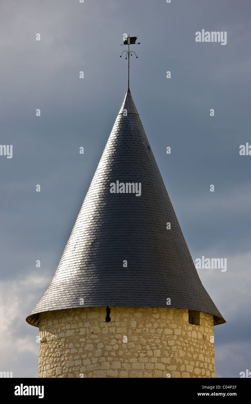 Tiled turret at Renaissance 15th Century Chateau du Rivau, Chateaux of ...