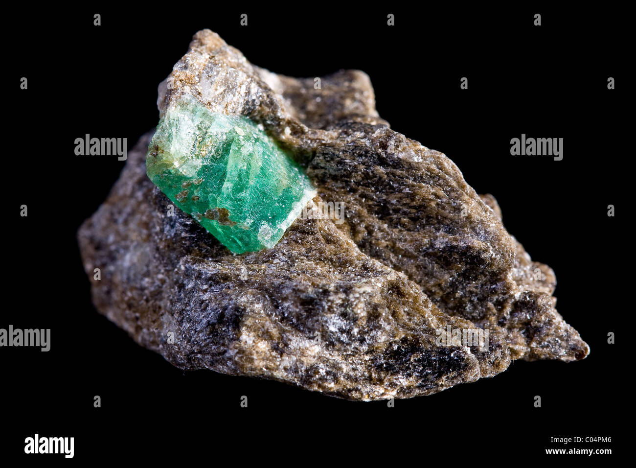 Emerald crystal on matrix Stock Photo - Alamy