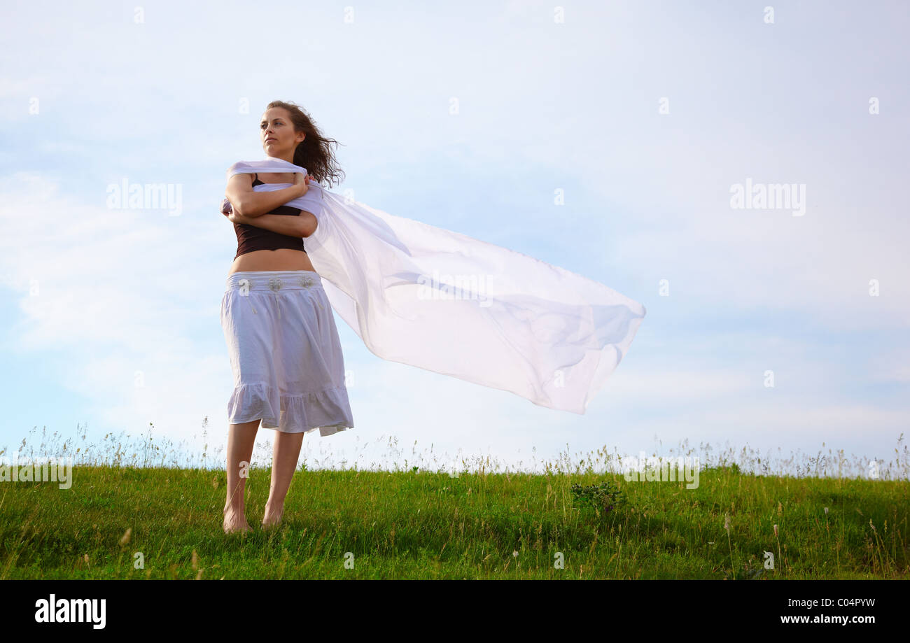 Girl on wind Stock Photo - Alamy