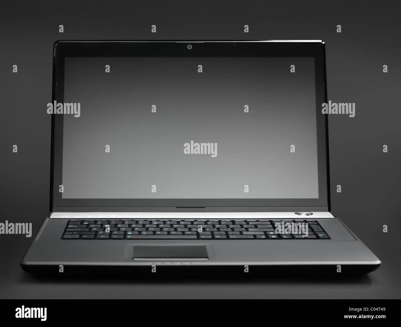 High-end 17-inch black laptop computer isolated with a clipping path ...