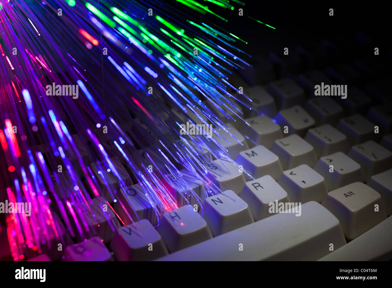 Fiber Optice and Computer Keyboard for background Stock Photo - Alamy