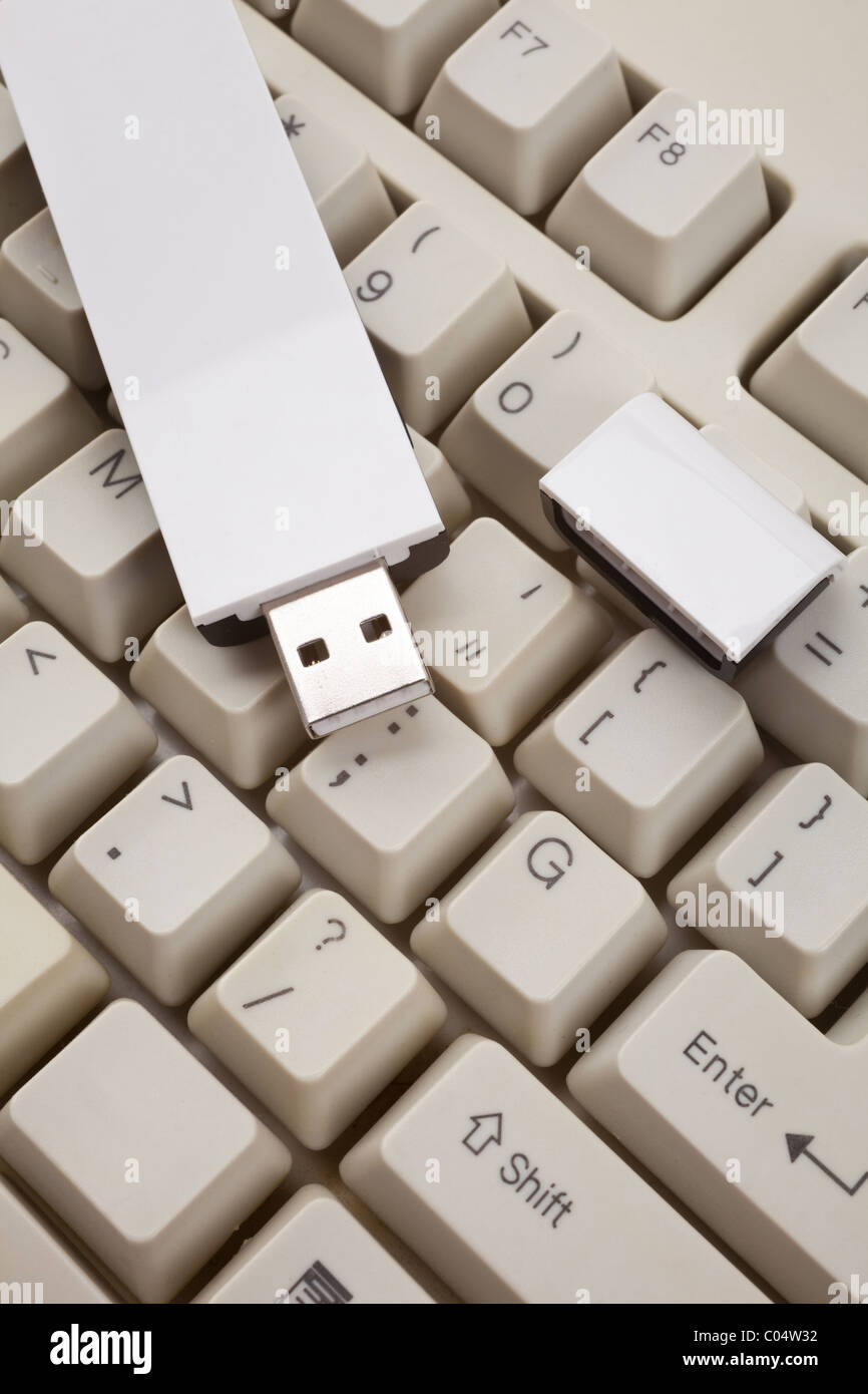 White USB Disk close up Stock Photo - Alamy