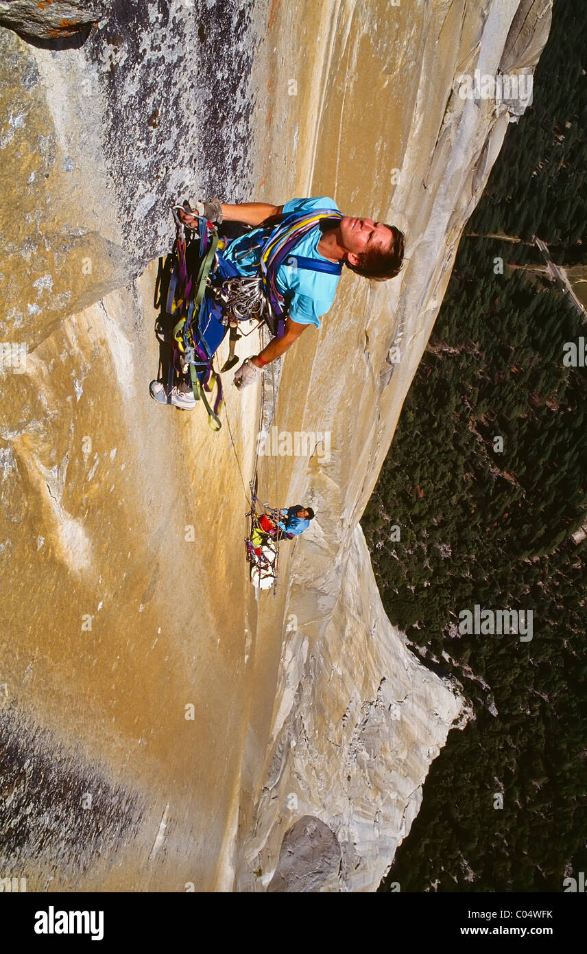 Team of climbers reaching the summit of El Capitan Stock Photo - Alamy
