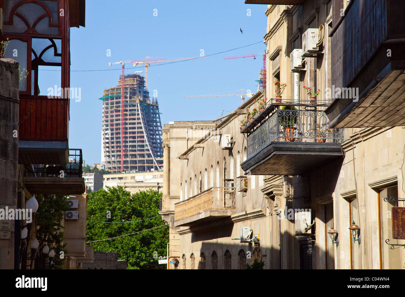 New Baku going up behind Old Baku, Baku, Azerbaijan Stock Photo - Alamy