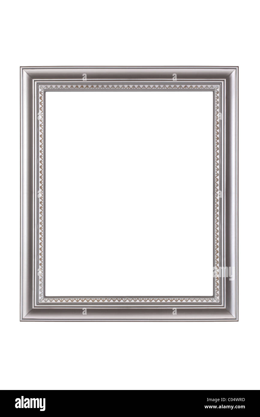 Silver frame isolated on white background Stock Photo - Alamy