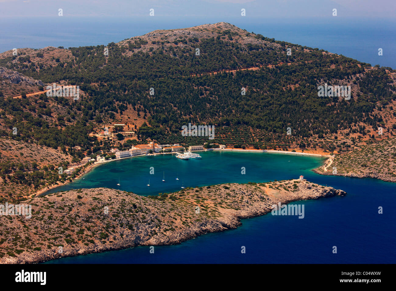 Panormitis monastery, one of the most important in the Aegean sea,and ...
