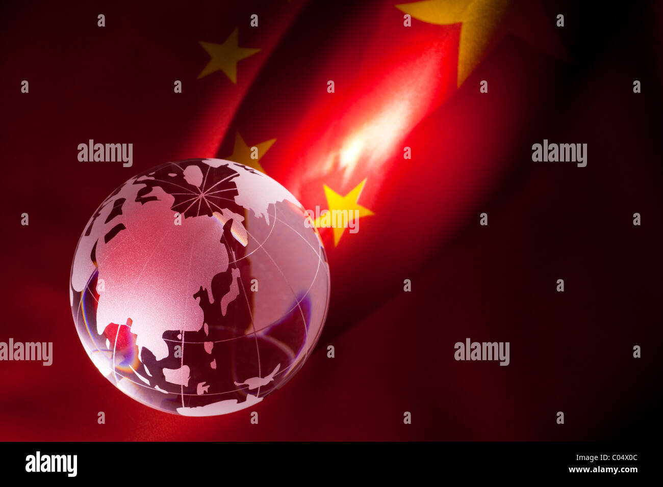 Globe and China Flag for background Stock Photo - Alamy