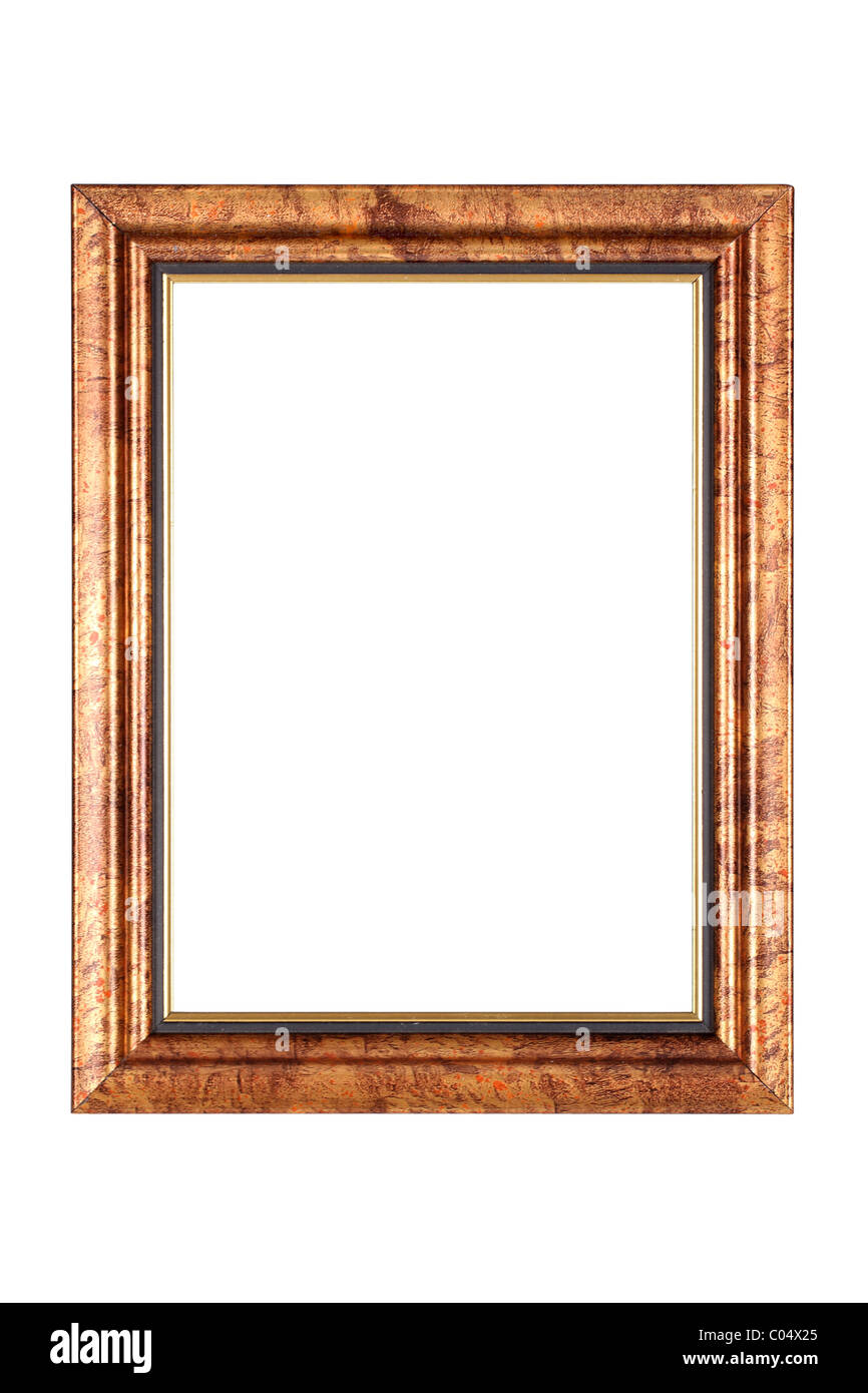 Gold picture frame cutout - vertical Stock Photo - Alamy