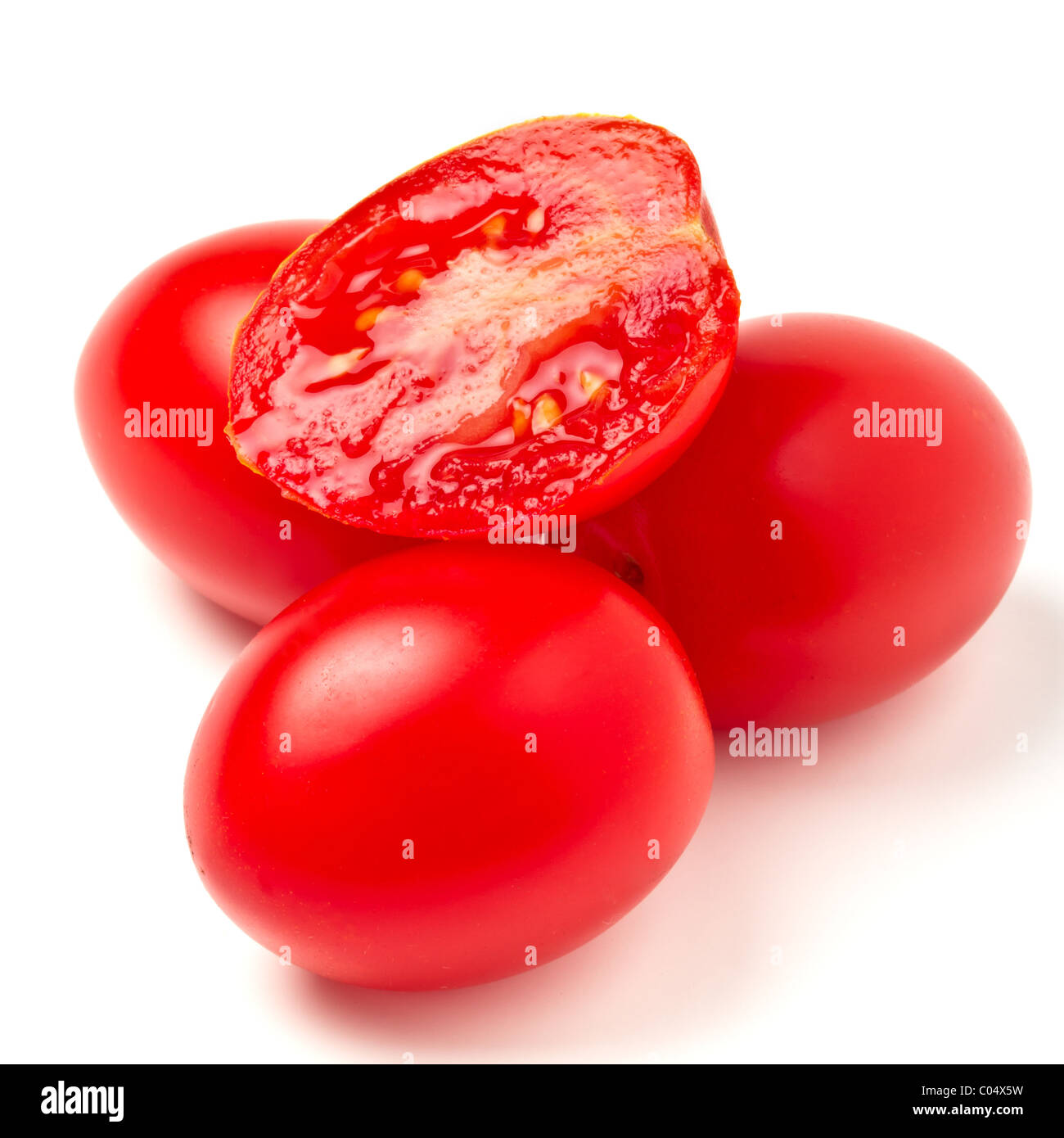 Close up of Vibrant italian plum tomatoes from low perspective Stock ...