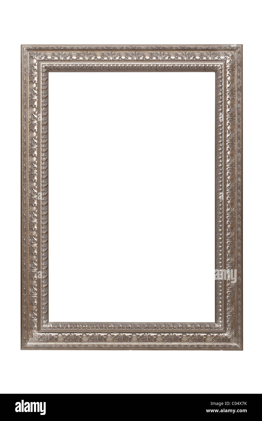 Silver frame isolated on white background Stock Photo - Alamy