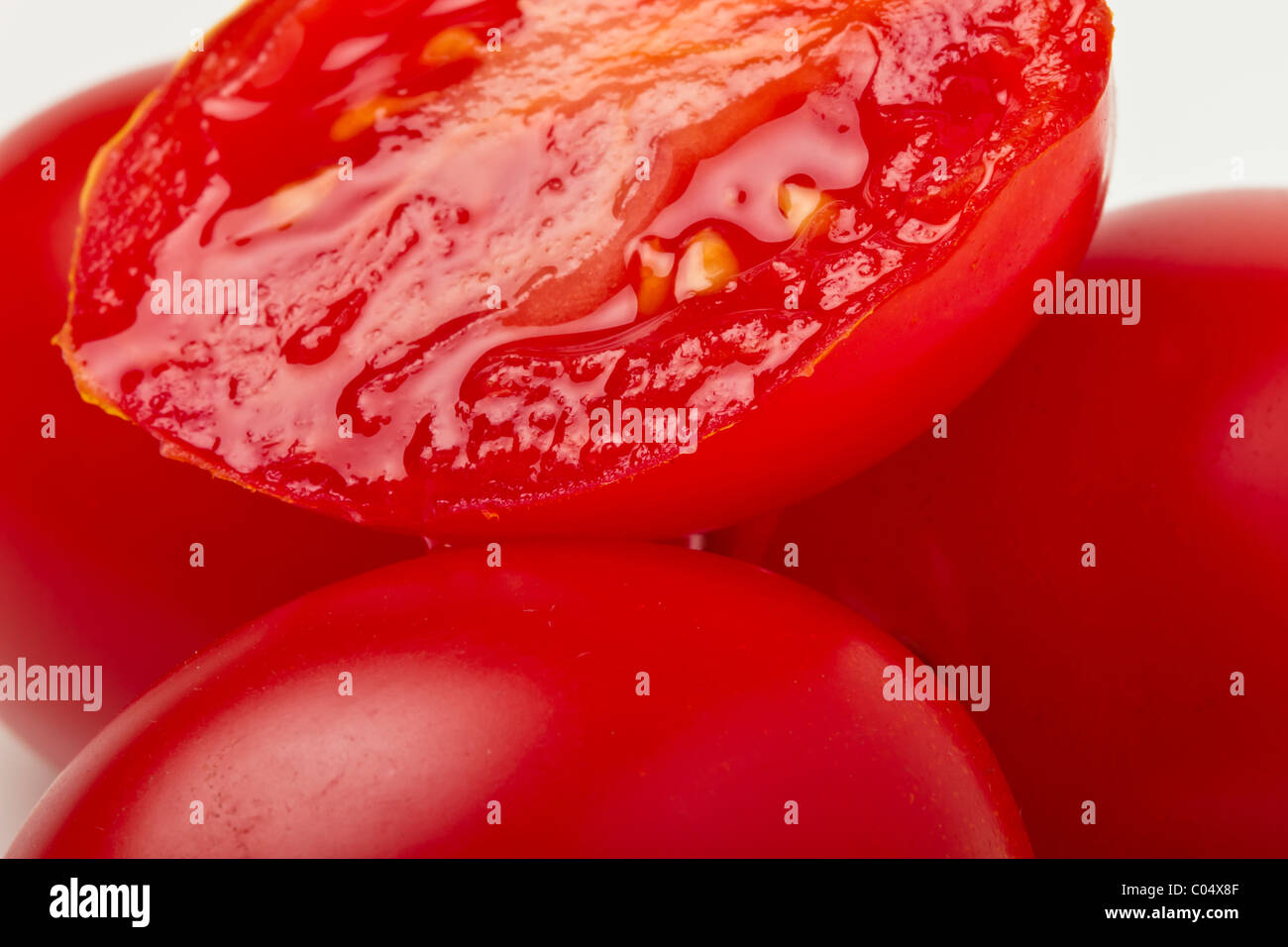 Close up of Vibrant Italian plum tomatoes from low perspective Stock ...