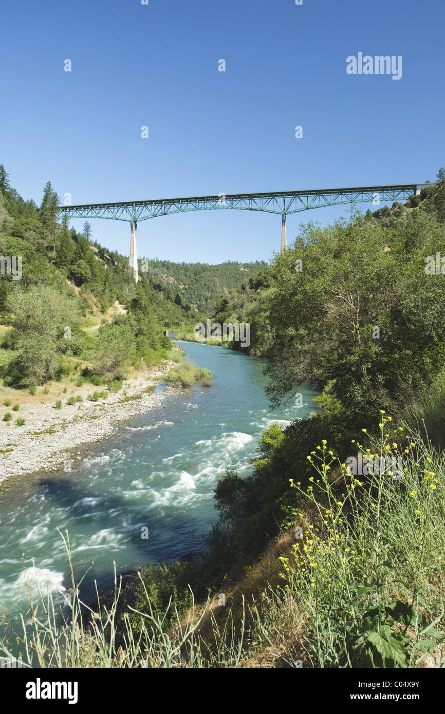 Looking north towards the Foresthill Bridge, Auburn, tallest bridge in ...