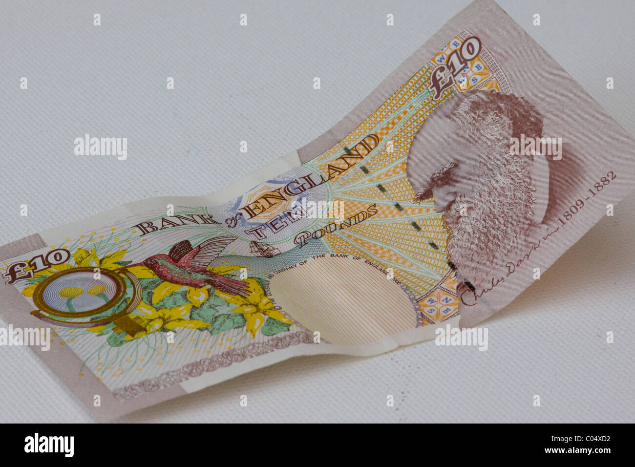 A British Ten Pound Note on white Stock Photo - Alamy