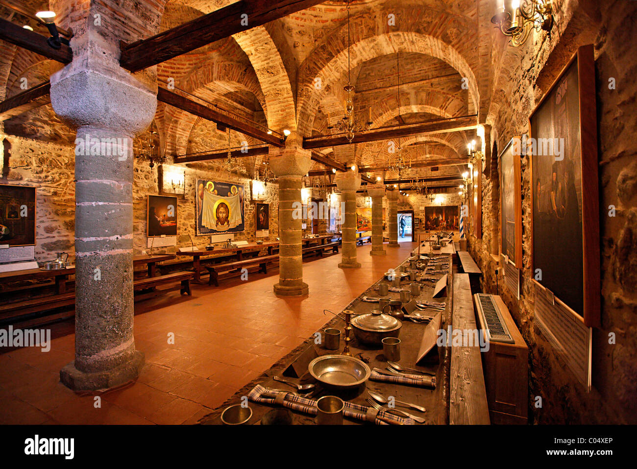 Meteora, Greece. The Great Refectory in Great Meteoron Monastery Stock ...
