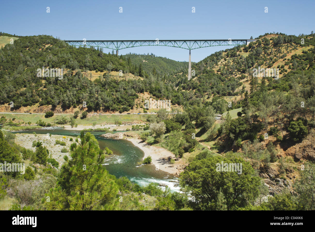 Looking north towards the Foresthill Bridge, Auburn, tallest bridge in ...
