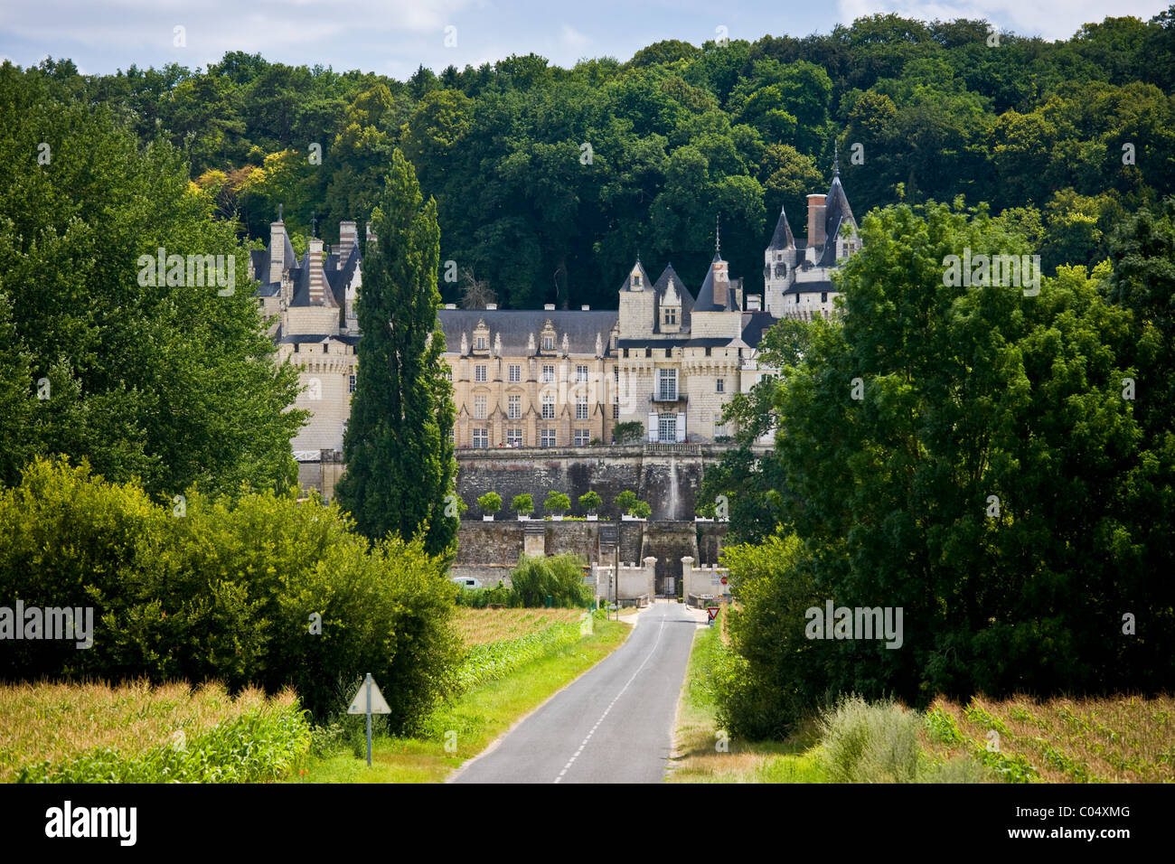 Chateau d'Usse at Rigny Usse from across the Indre River in the Loire ...