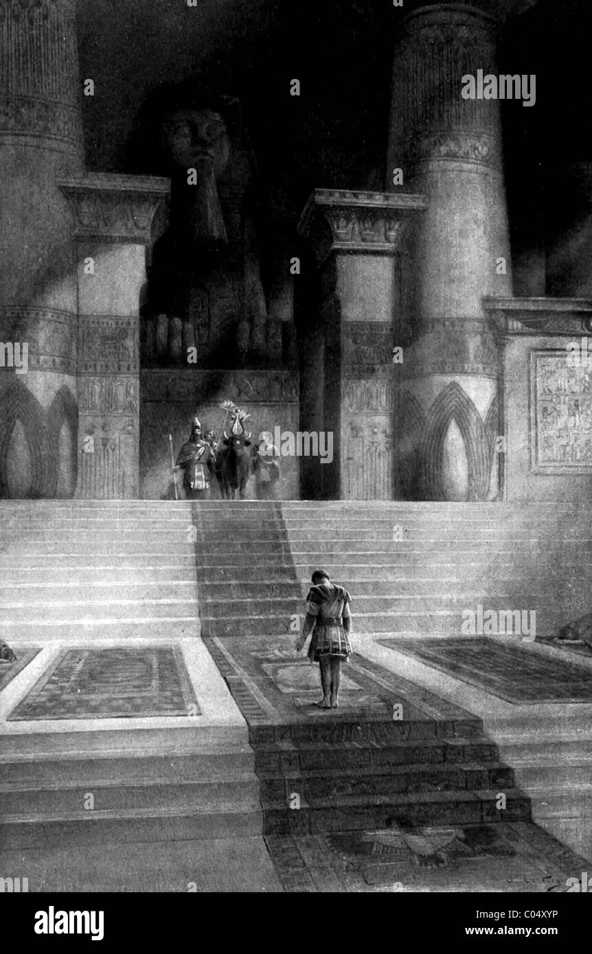 Alexander the Great visits the Apis bull at the temple in Memphis ...