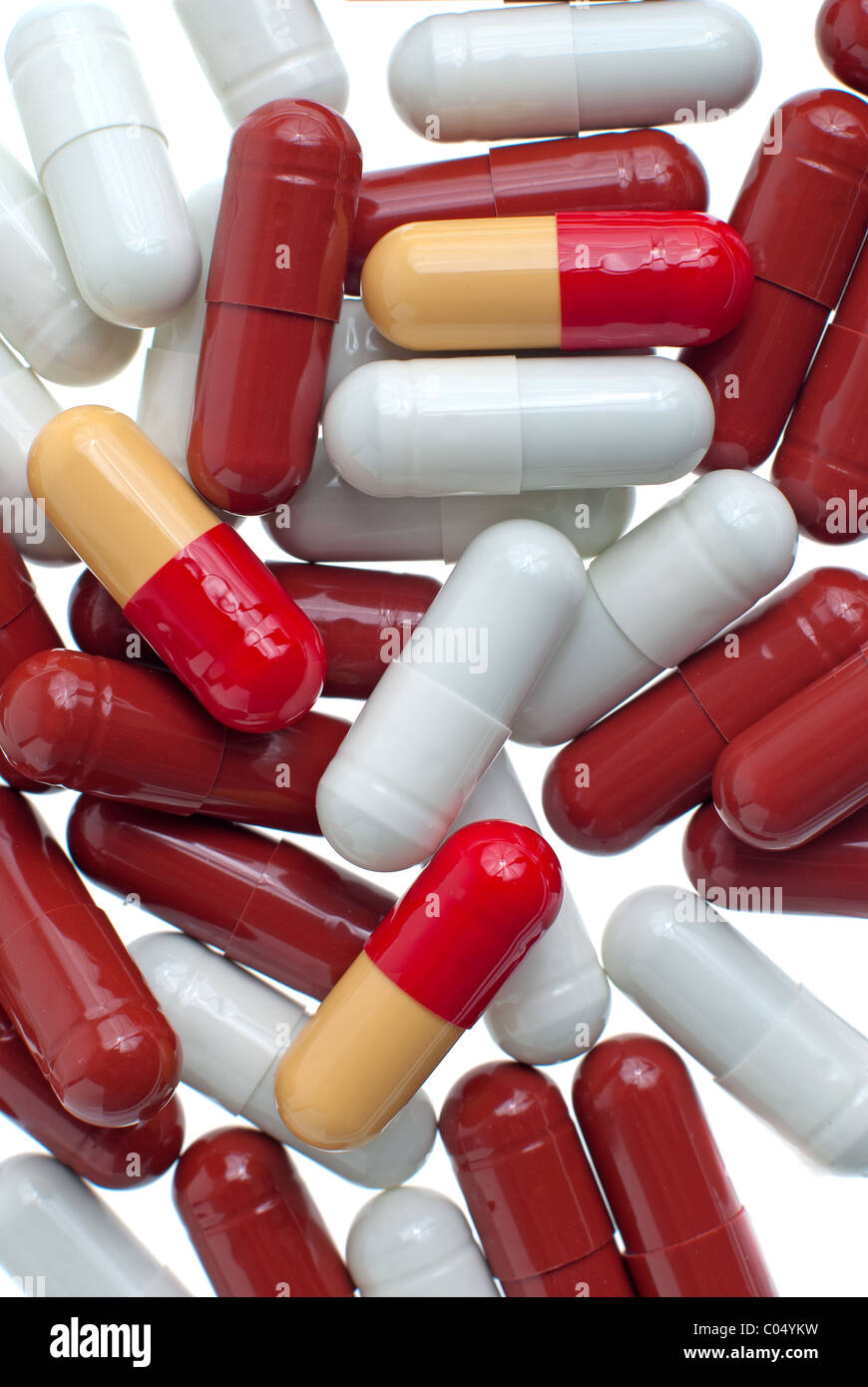 Close-up medical muticolored pills isolated on white background Stock ...