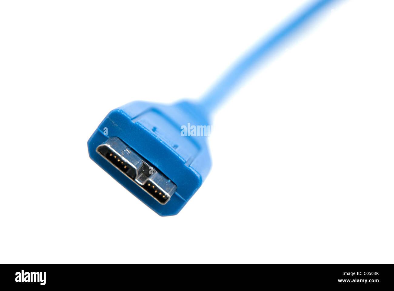 Blue Computer USB 3.0 cable on an Isolated Background Stock Photo - Alamy