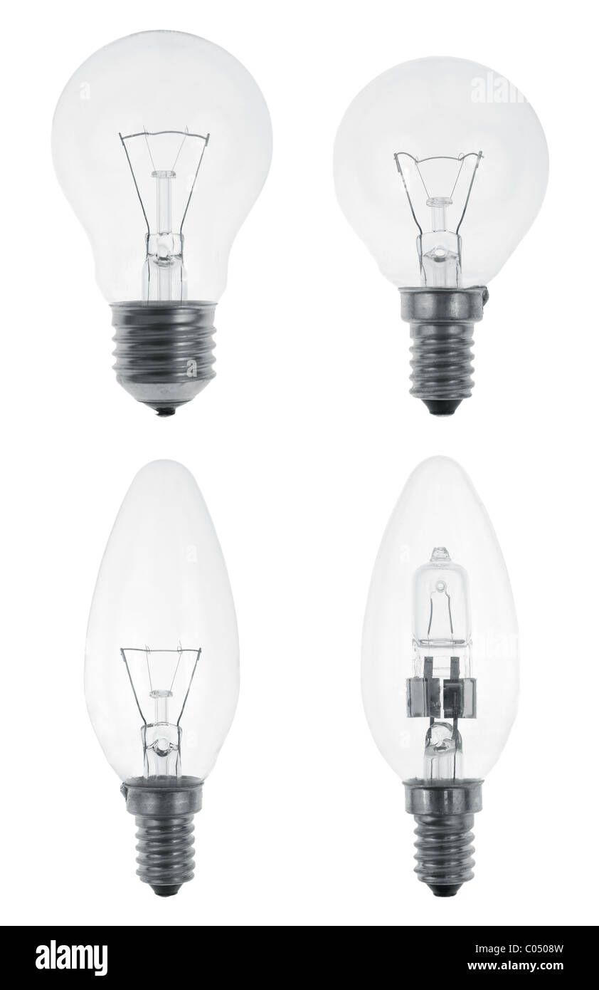 Four Light bulbs isolated on white background Stock Photo - Alamy