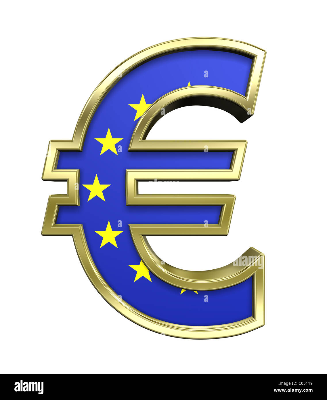 Gold Euro sign with european union flag isolated on white Stock Photo ...