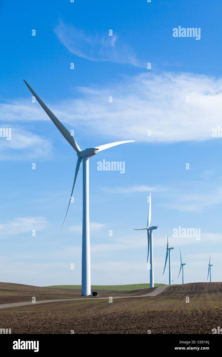 Wind Farm with Blue Sky Stock Photo - Alamy